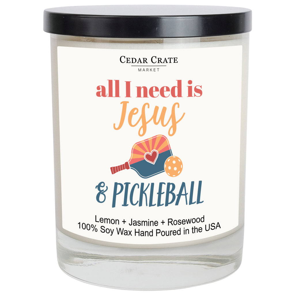 All I Need Is Jesus And Pickleball White Candle – Cedar Crate Market